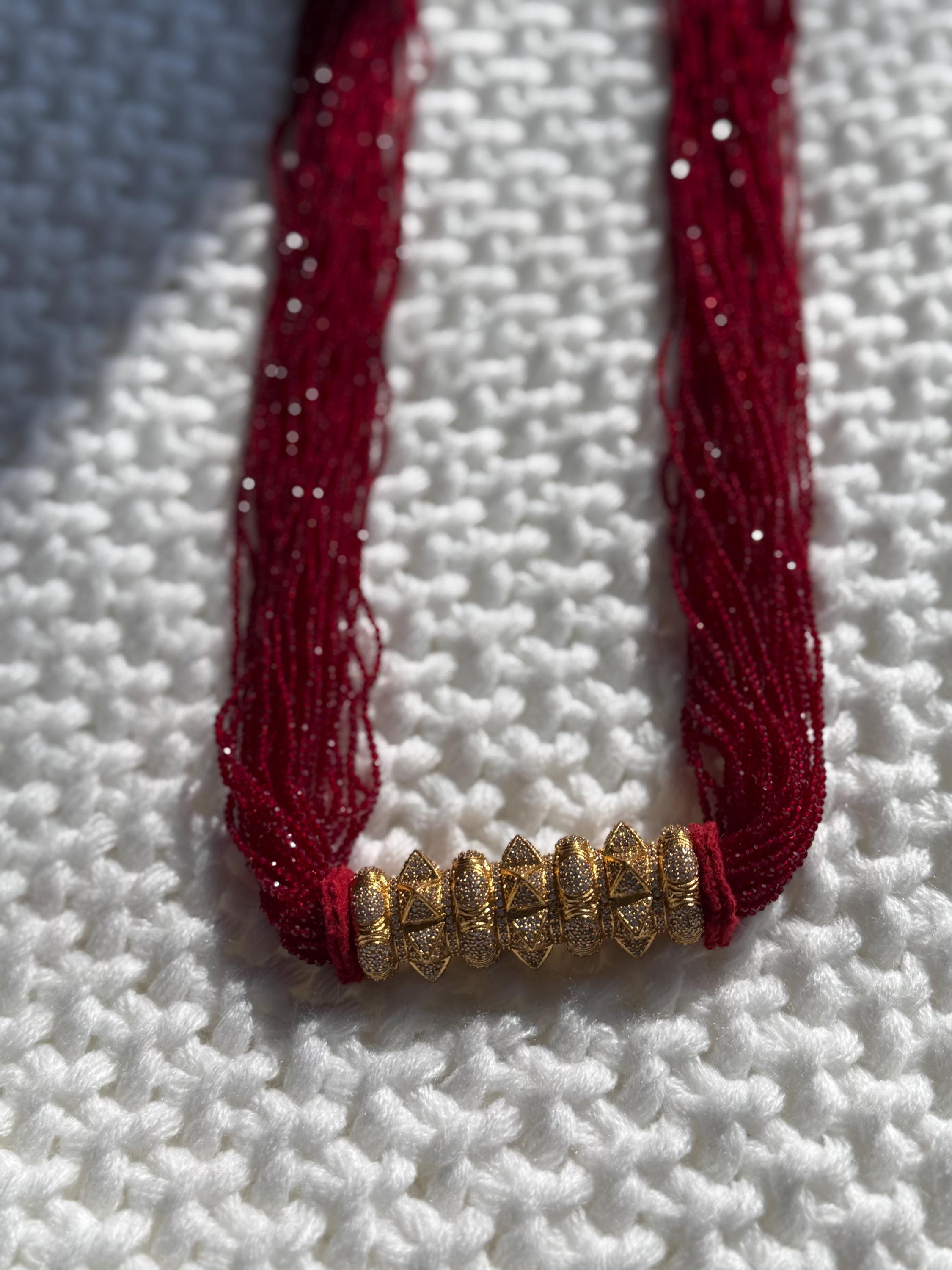 Nepali Gold Plated Hydro Pote Diamond Tilhari - Etsy