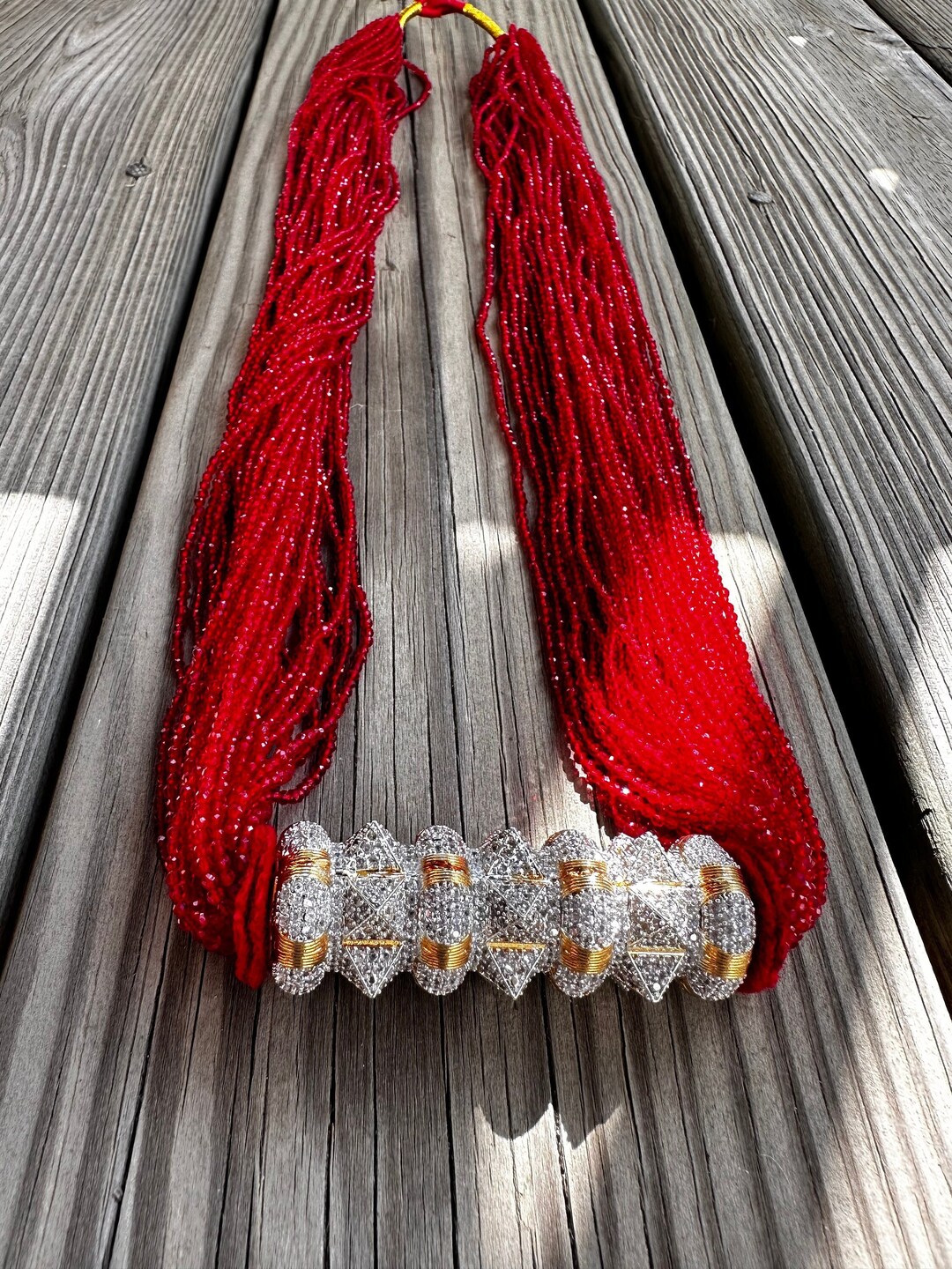 Nepali Gold Plated Hydro Pote Diamond Tilhari - Etsy