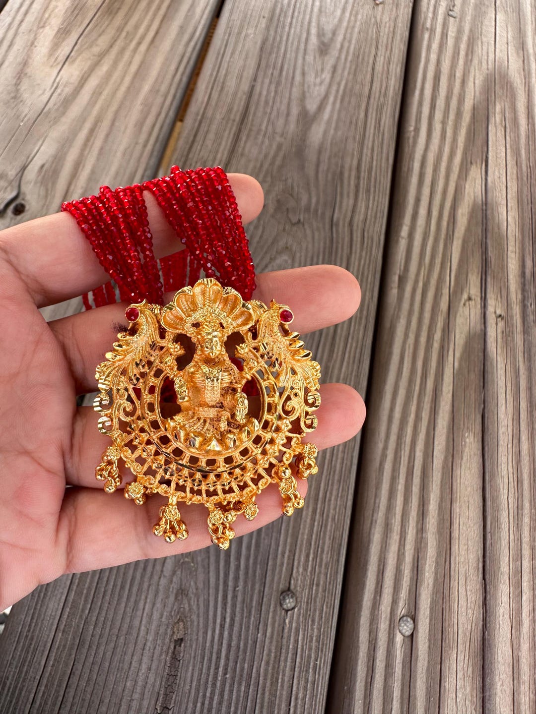 Nepali Hydro Pote Mala (gold Plated Goddess Laxmi) With Earings for ...