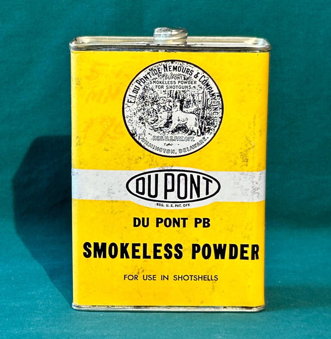 RARE Dupont Smokeless Powder Tin Can Hunting Dog Yellow Empty 8 Oz ...