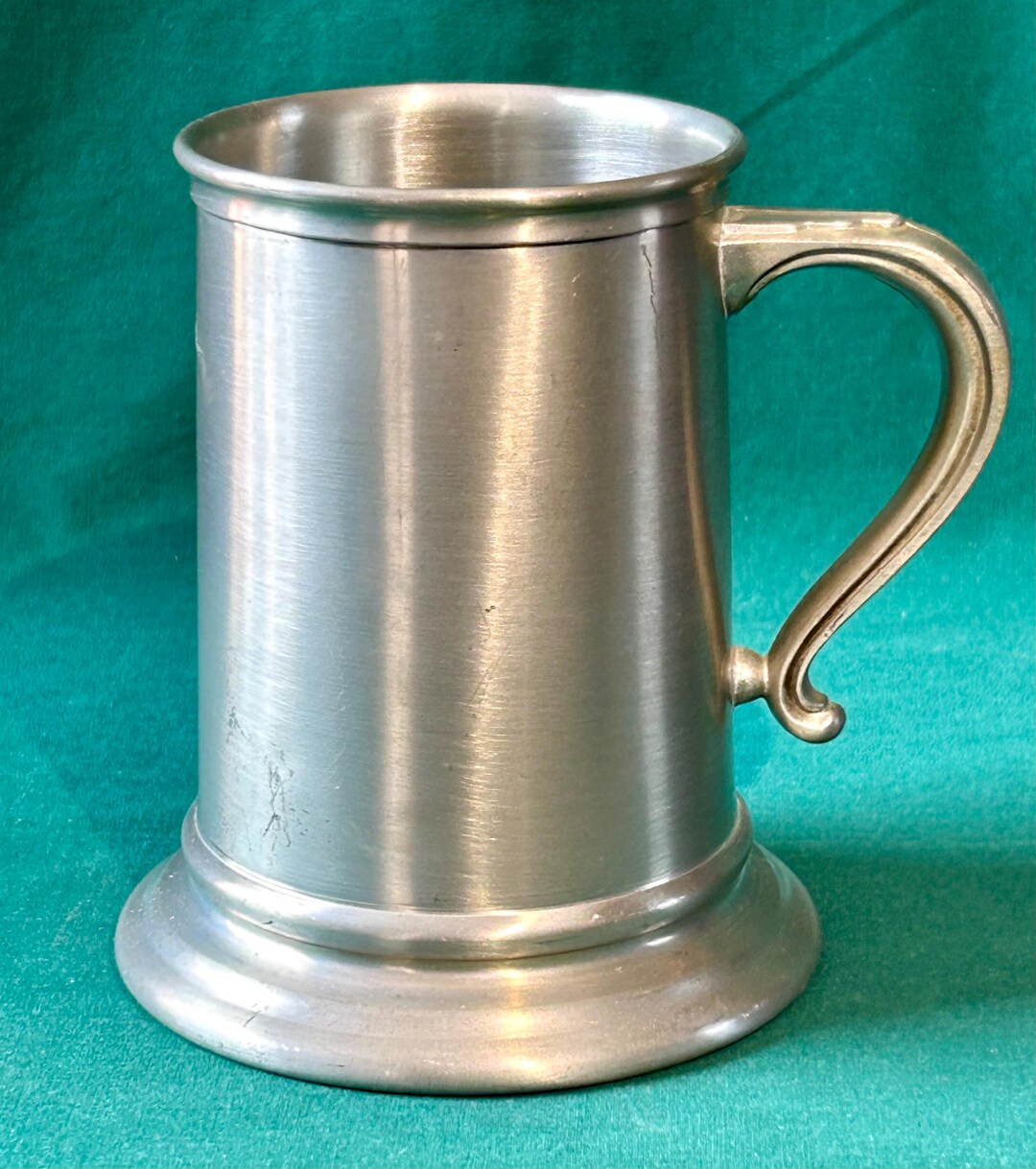 Pewter Beer Mug Stein Tankard Glass Bottom Unmarked Vintage Great ...