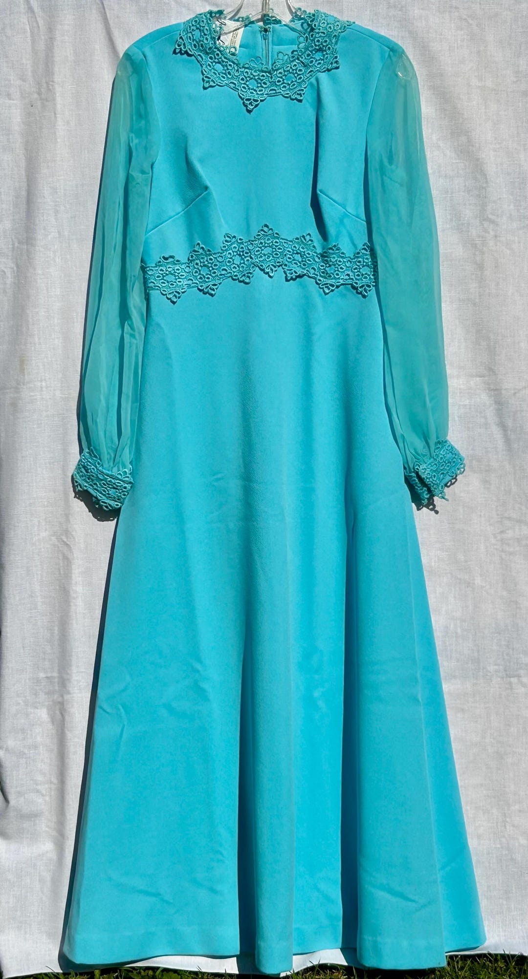 Mother of Bride Gown Dress Formal Seafoam Teal Lt Blue Embroidered Lace ...