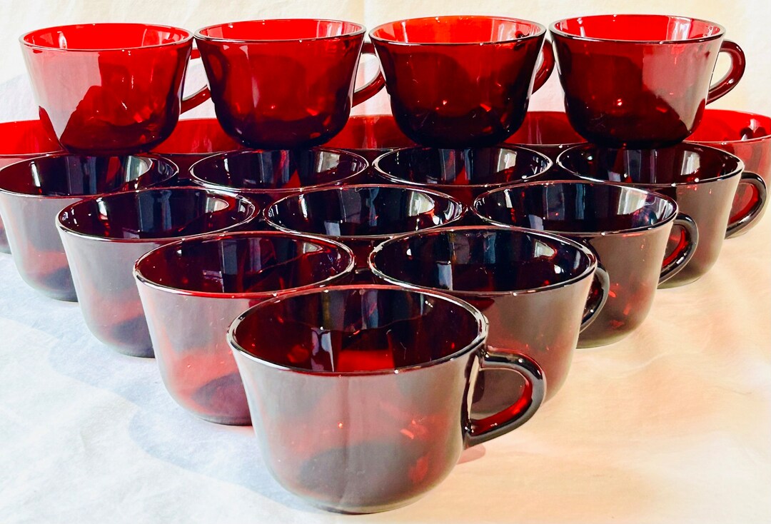 Royal Ruby Red 6 Oz. Coffee Mugs Teacups 1940-60s Vtg by - Etsy
