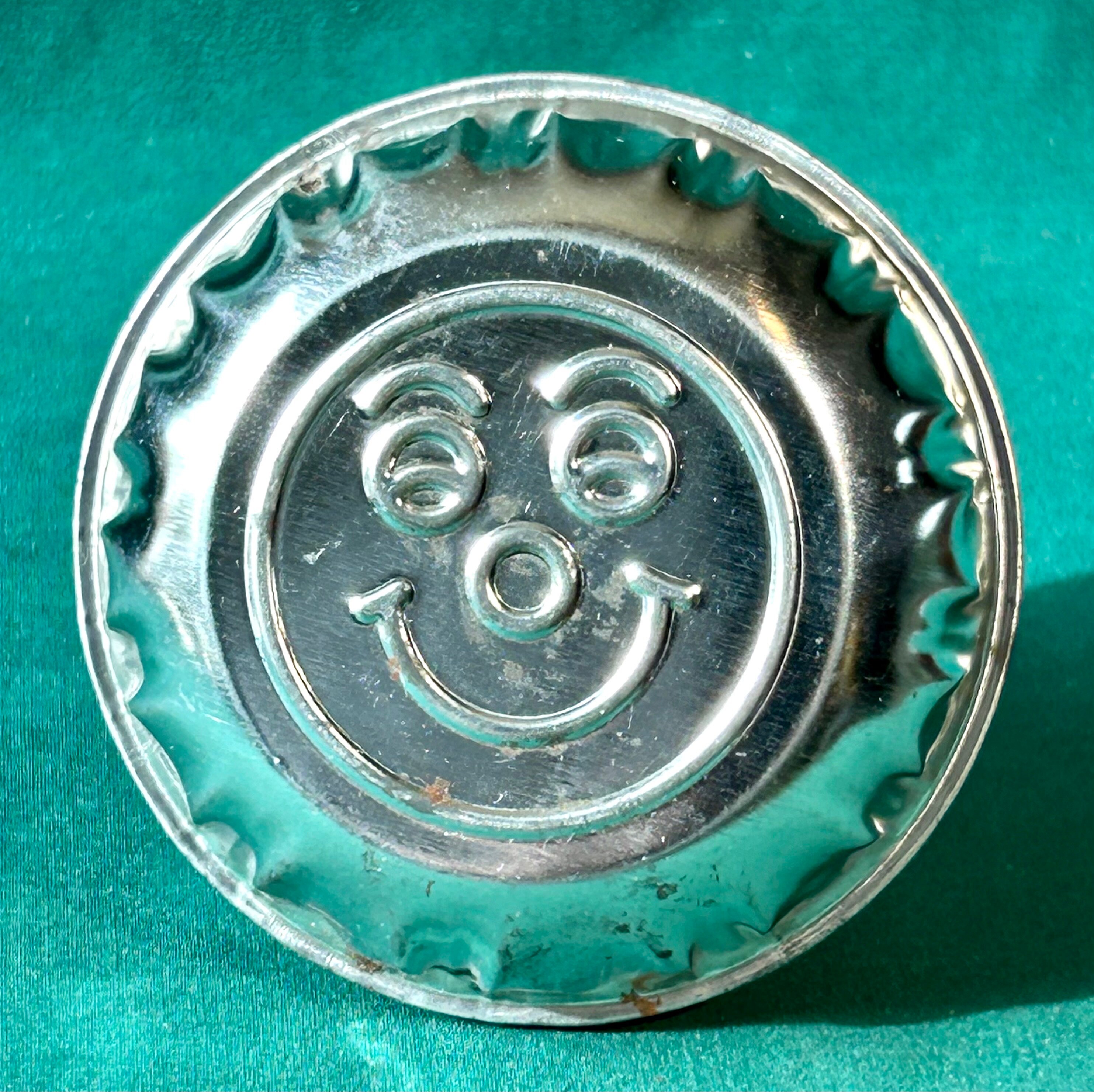 Vintage Round Smiley Face Noisemaker Rattle Silver Black & Gray 3 3/4 ...
