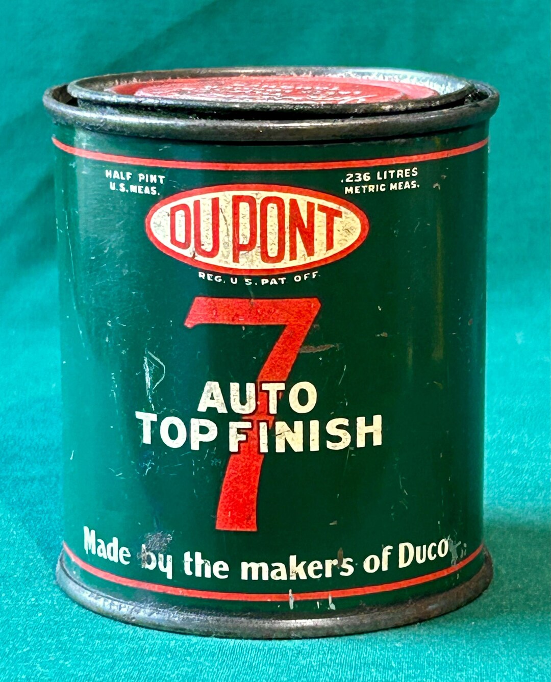 Dupont 7 Auto Top Finish Can Fabric Refinisher Full 1/2 Pint Tin 1950s ...
