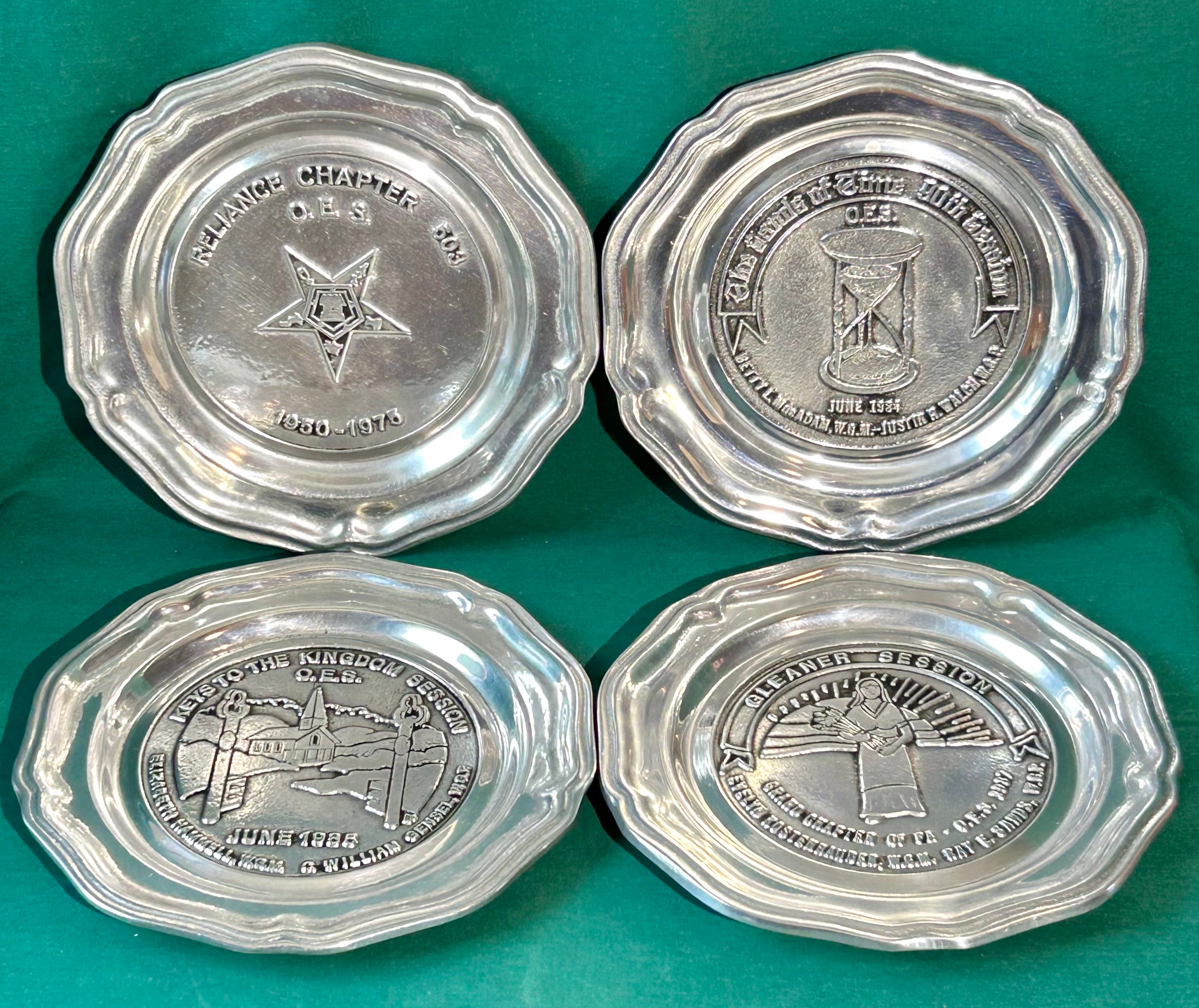 Vintage Wilton Pewter Plates Set of 4 OES Order of the Eastern Star ...