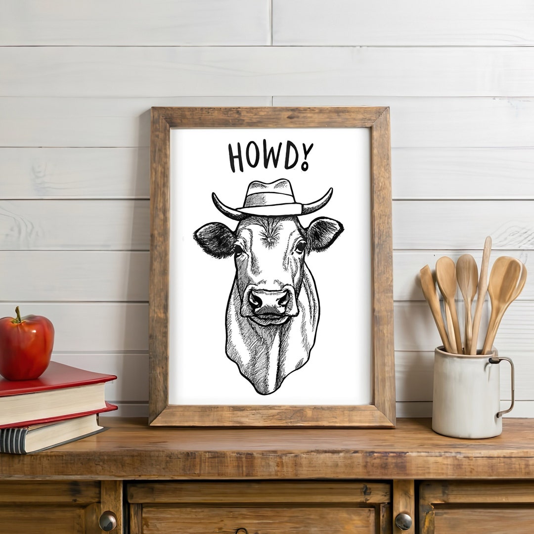 HOWDY Bull Print | Howdy Sign | Western Decor | Howdy Wall Art | Howdy ...
