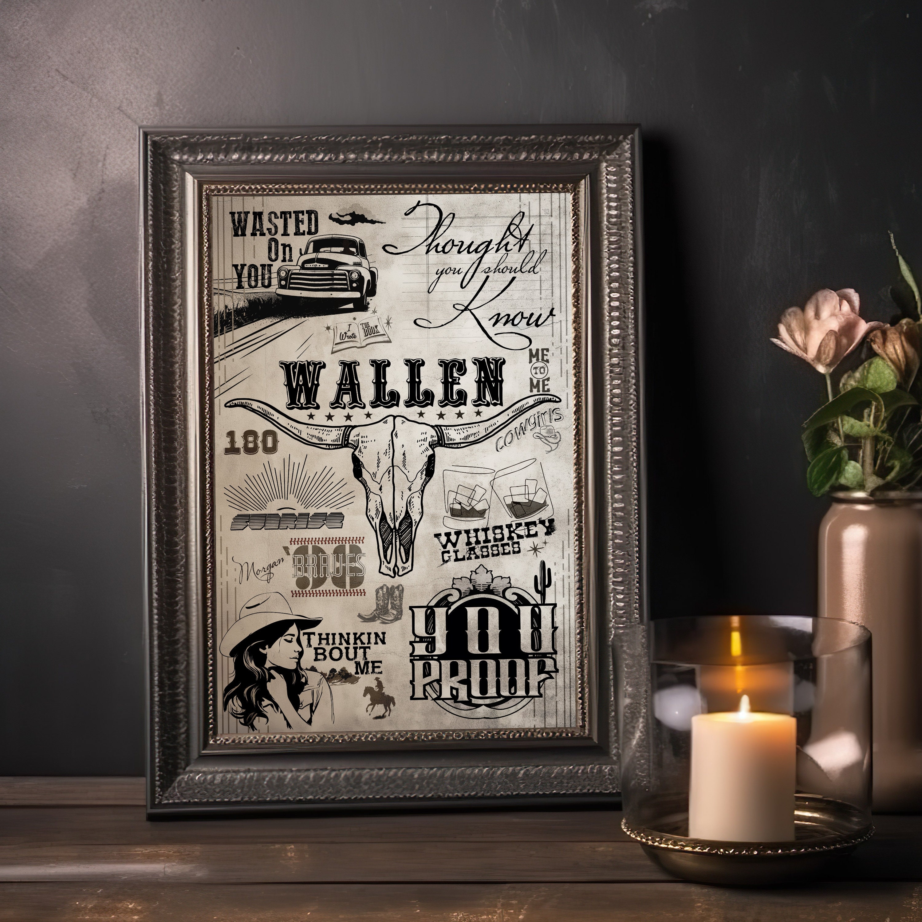 Wallen Western Wall Decor, Wall Art Print, Retro Wallen, Vintage Wallen ...