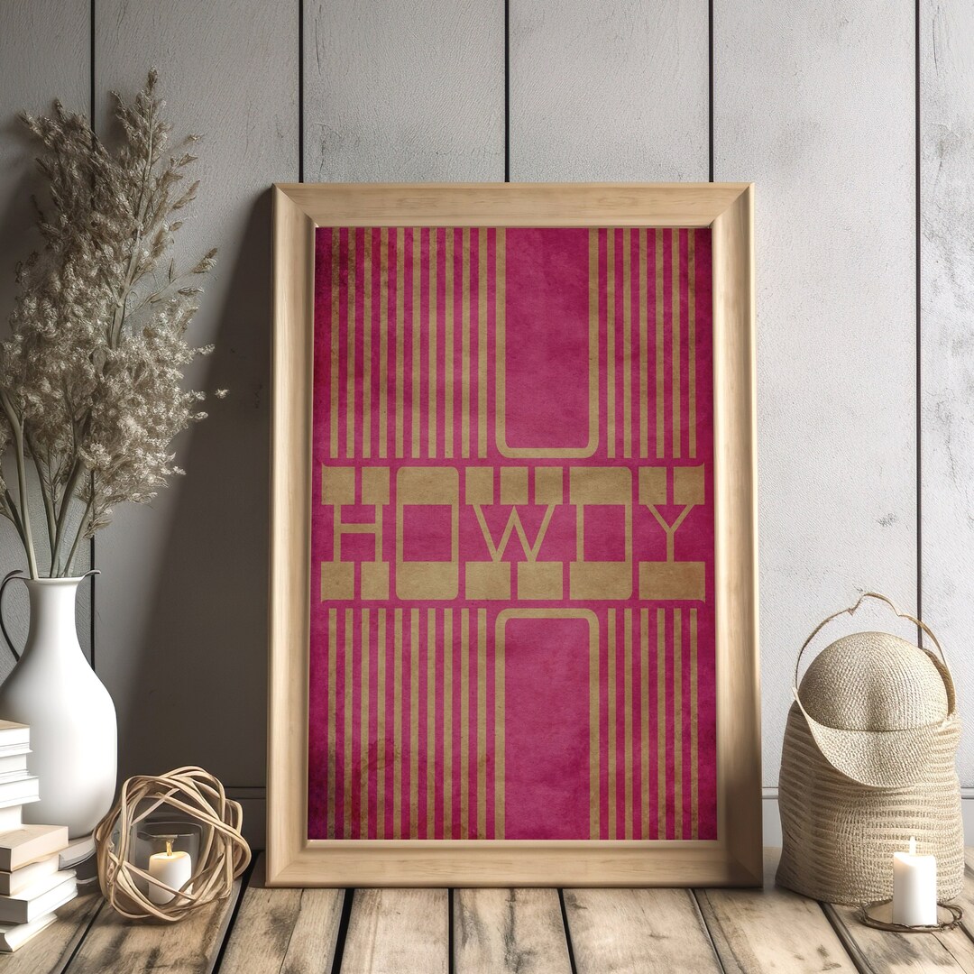 Howdy Typography Art Print Pink, Western Decor, Southwestern Wall Art ...