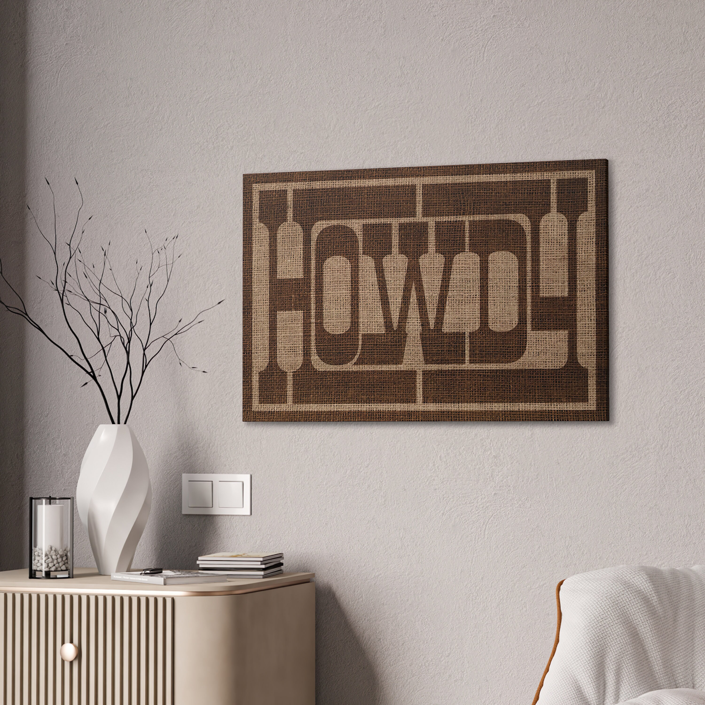 CANVAS, Burlap Howdy Typographic Poster, Western Wall Decor, Entryway ...