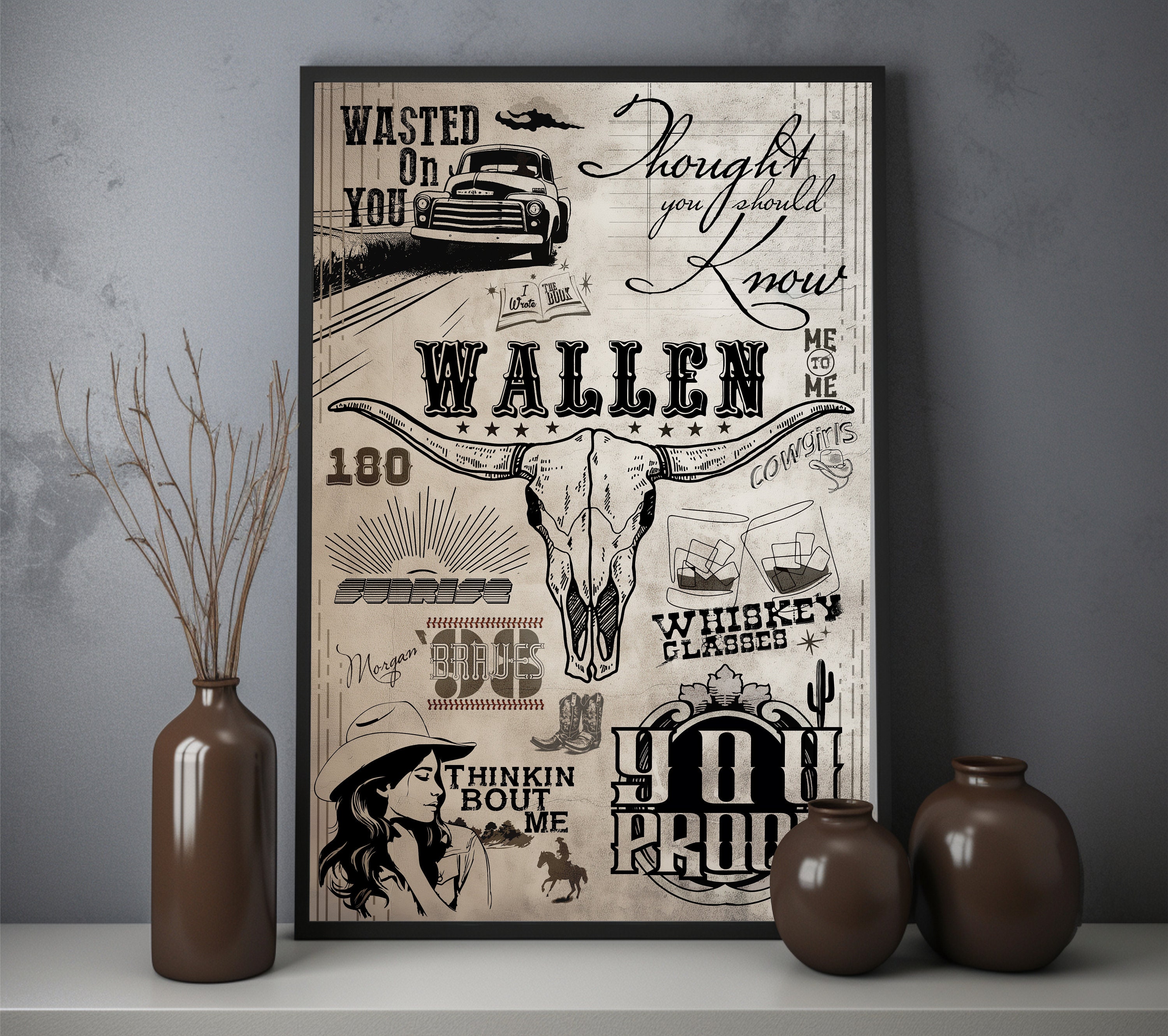 Wallen Western Wall Decor, Wall Art Print, Retro Wallen, Vintage Wallen ...