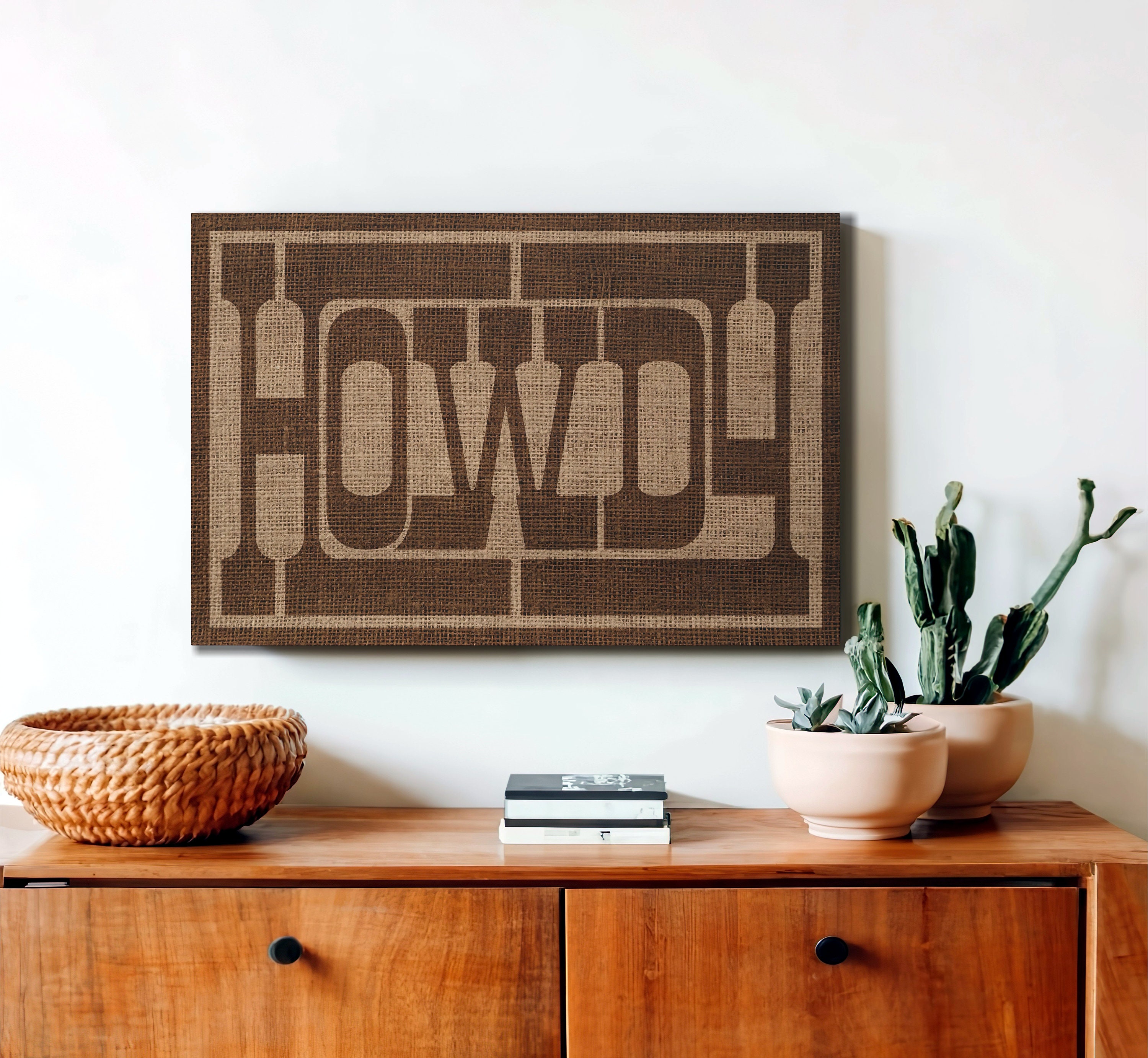 CANVAS, Burlap Howdy Typographic Poster, Western Wall Decor, Entryway ...