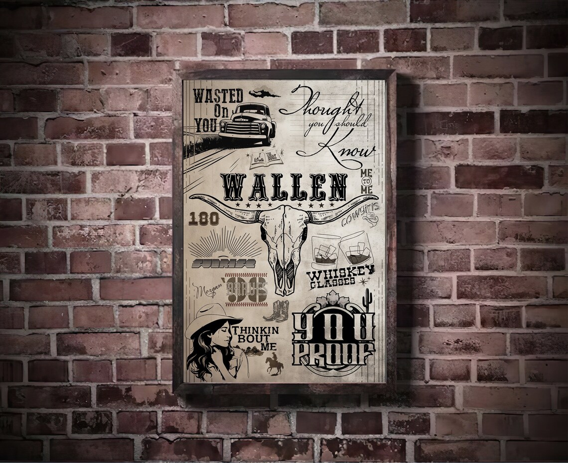 Wallen Western Wall Decor, Wall Art Print, Retro Wallen, Vintage Wallen ...