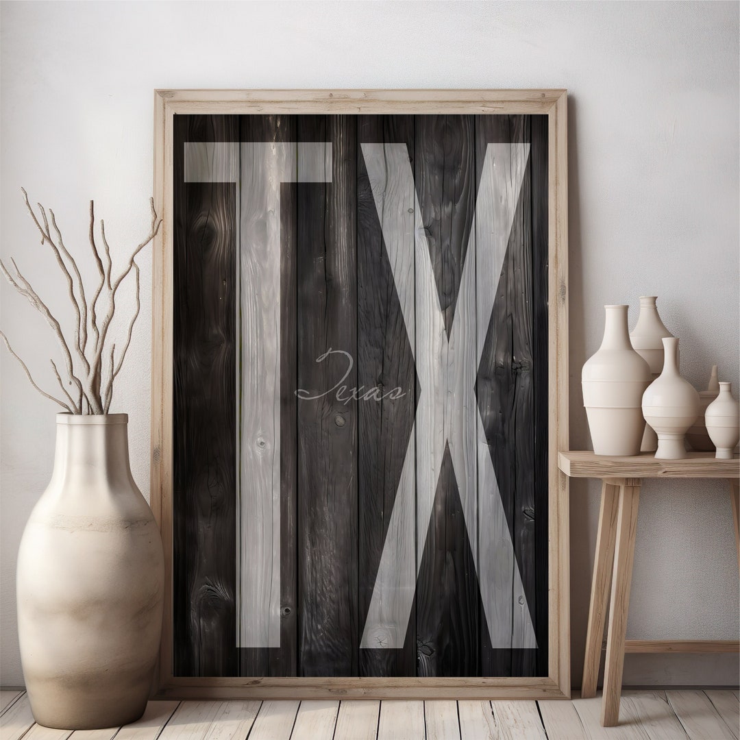 Texas Typography Wall Art, Home State Gifts Western Decor, Modern ...