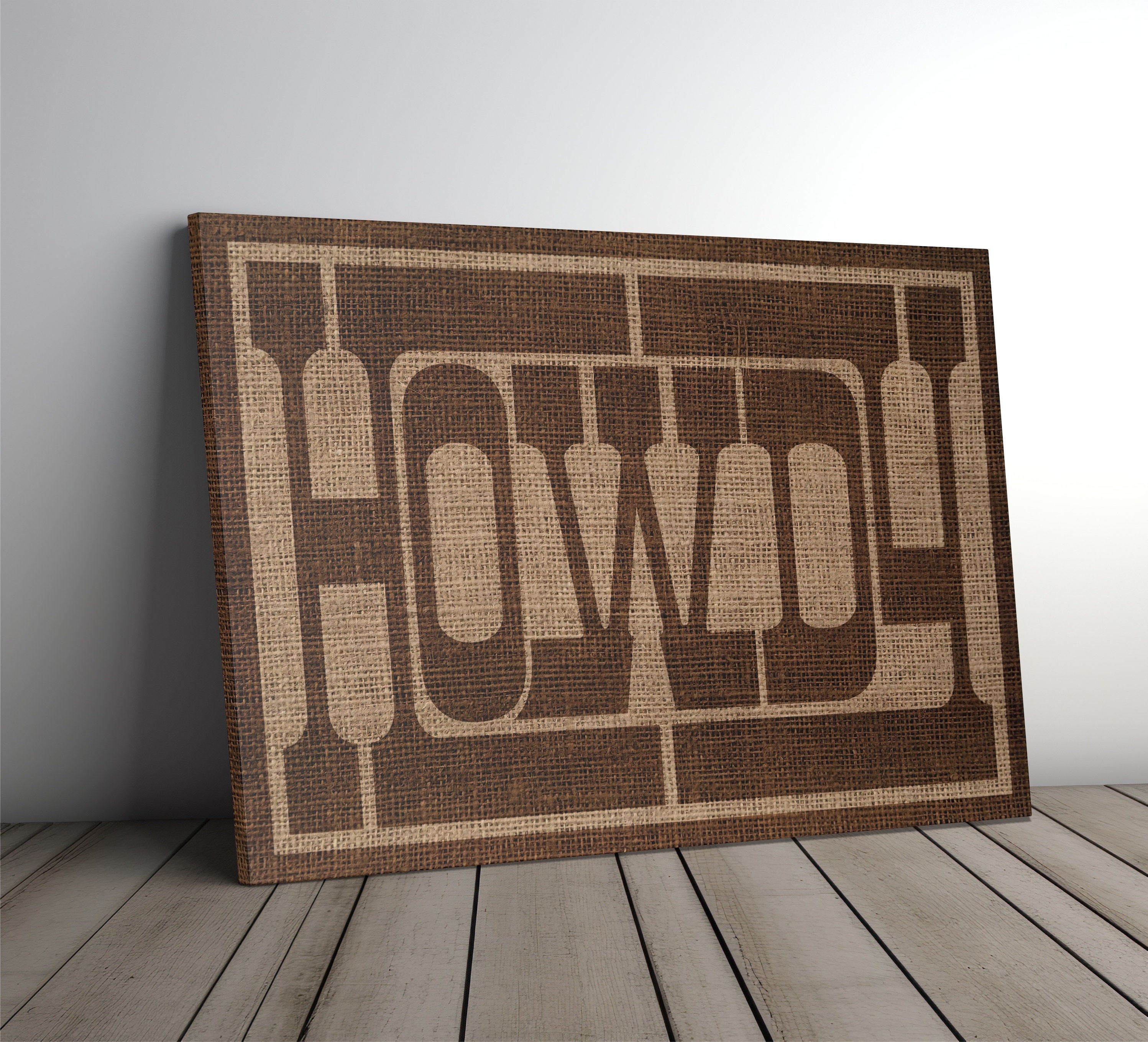 CANVAS, Burlap Howdy Typographic Poster, Western Wall Decor, Entryway ...