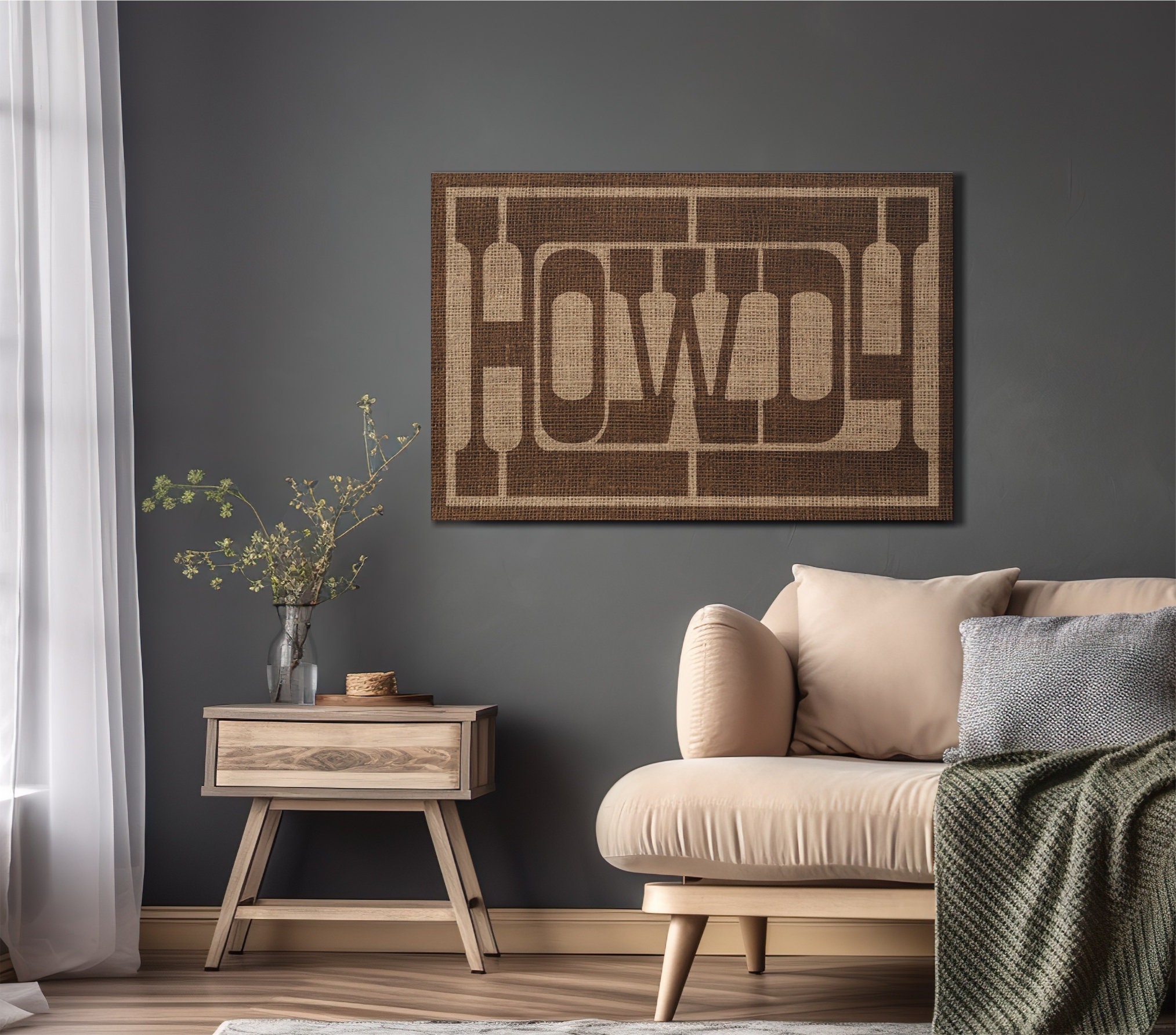 CANVAS, Burlap Howdy Typographic Poster, Western Wall Decor, Entryway ...