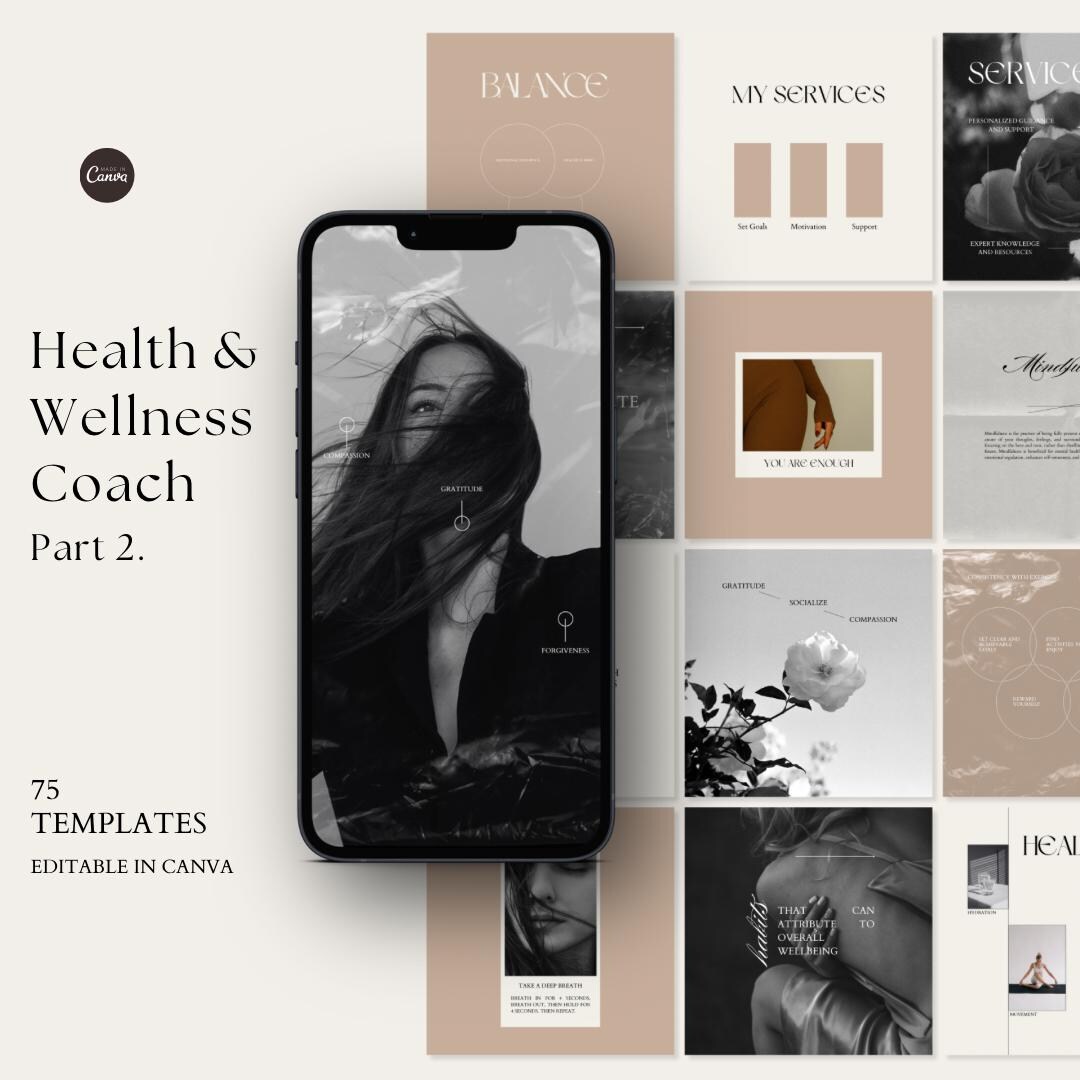 Premium Health Coach, Social Media Templates, Wellness Coach, Branding ...