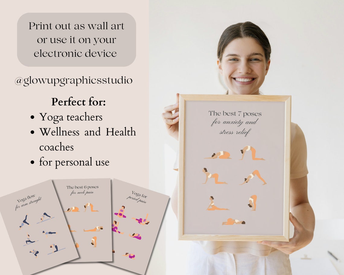 Yoga Teacher Wall Art, Yoga Poses Cards, Yoga for Mental Health, Daily ...