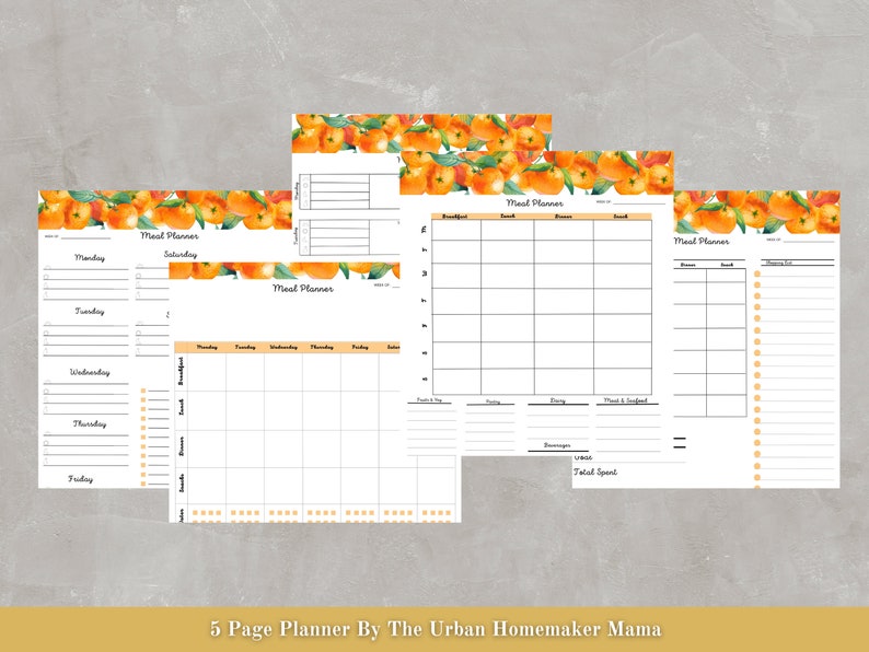 Meal Planner Printable Grocery List, Meal Prep Planner, Meal Tracker ...