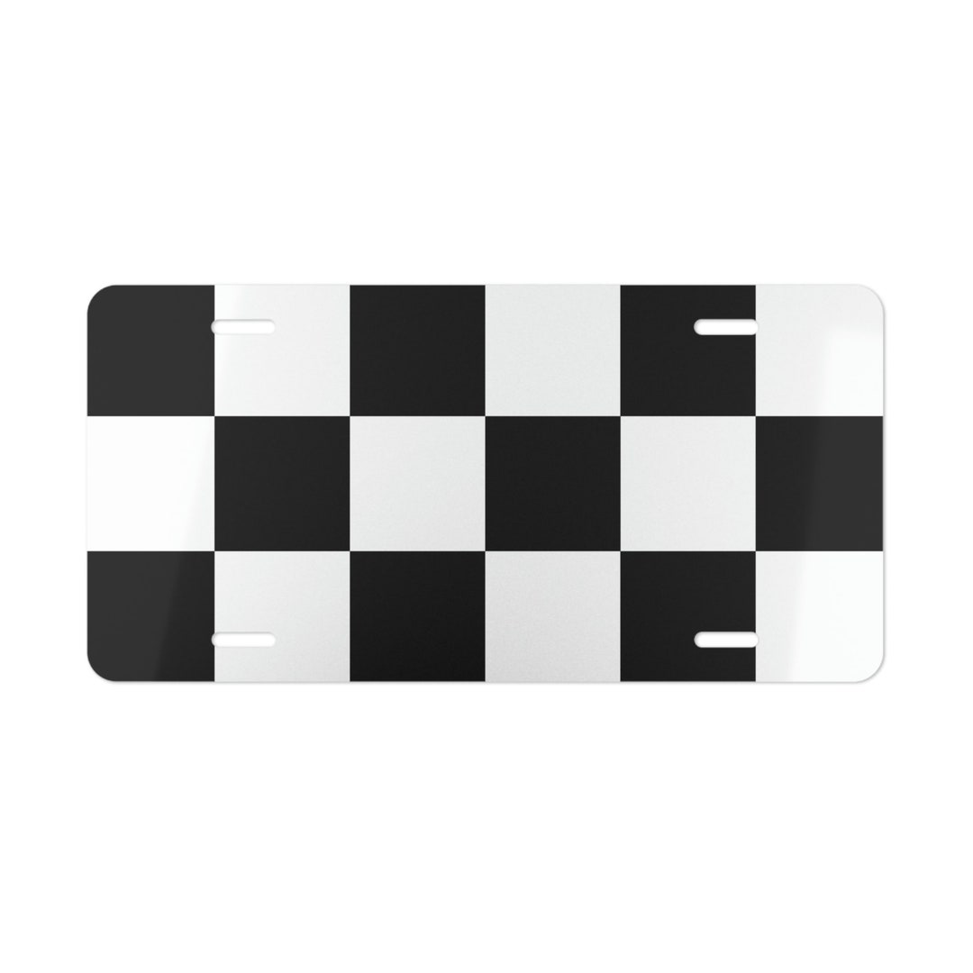 Checkered Flag Fake Custom License Plate for Car Guys, Car Girls, Car ...