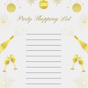 New Year Party Planner Check List & Shopping List Digital Printable PDF ...