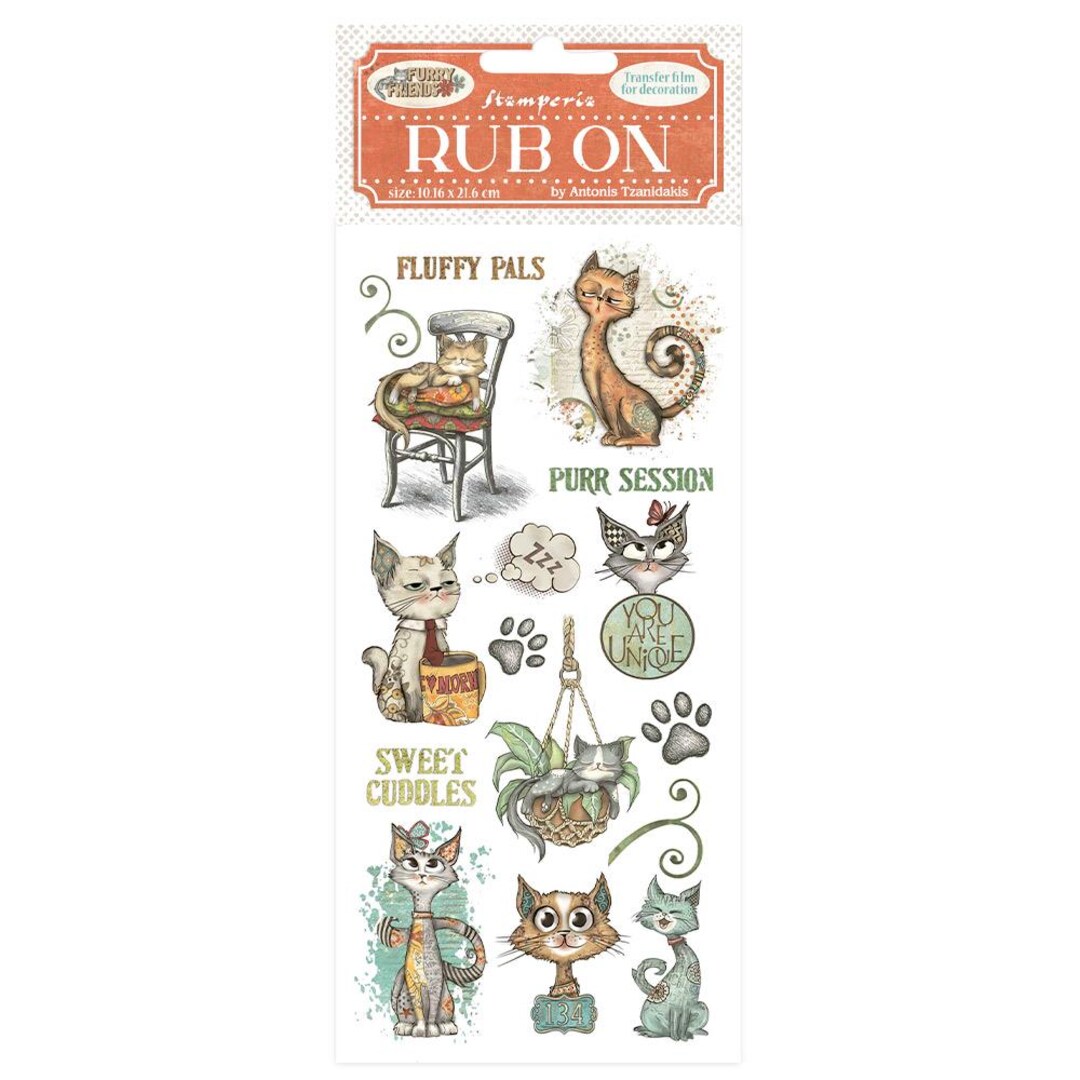Stamperia - Rub-on - Furry Friends - Cat - Etsy