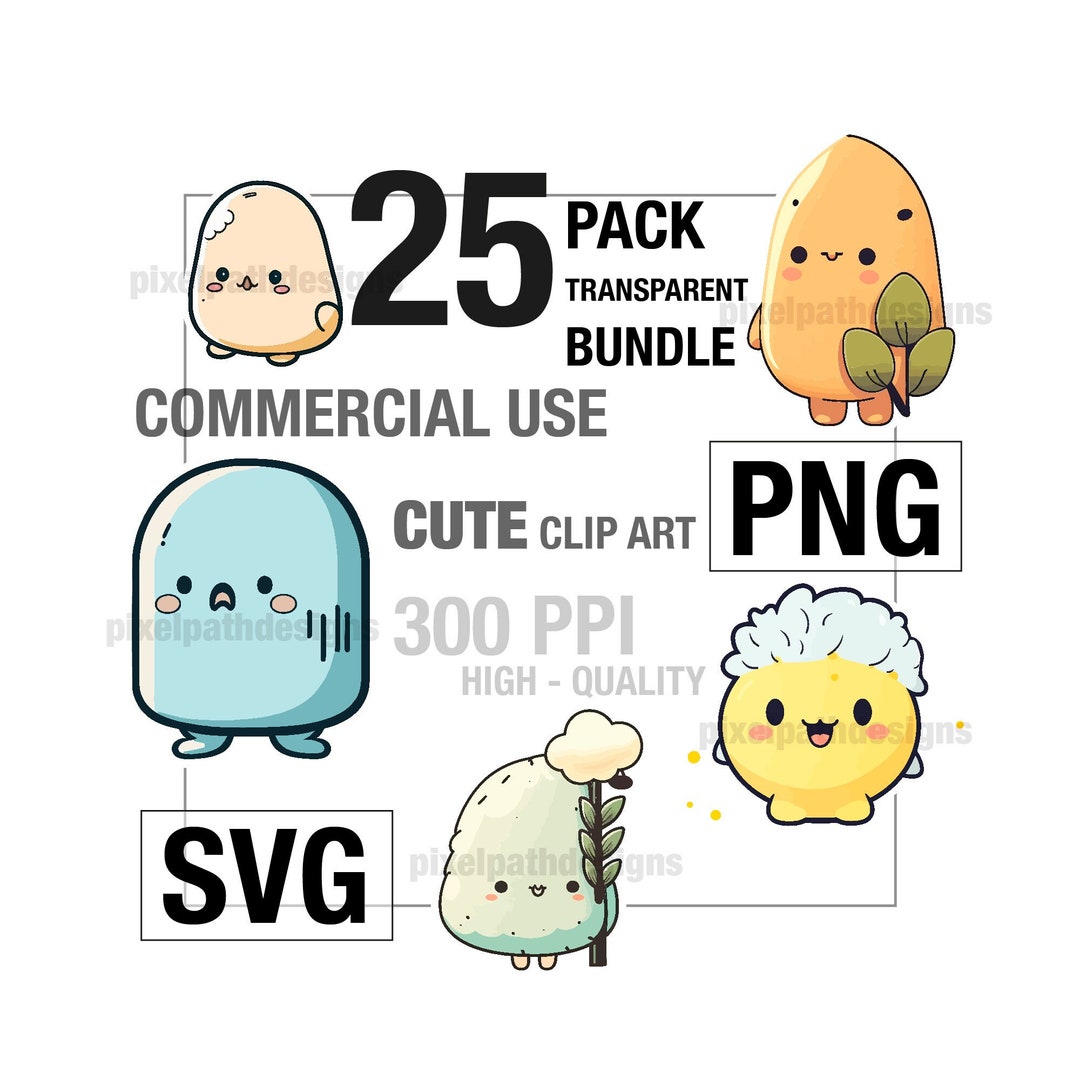 25 CUTE Kawaii Clipart Pack | PNG/SVG | Cute Figure Clip Art Bundle ...