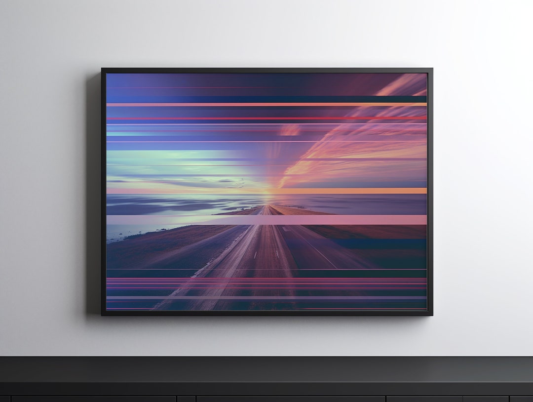 Distorted Atmospheric Seascape, Digital Glitch Artwork, Dark Future ...