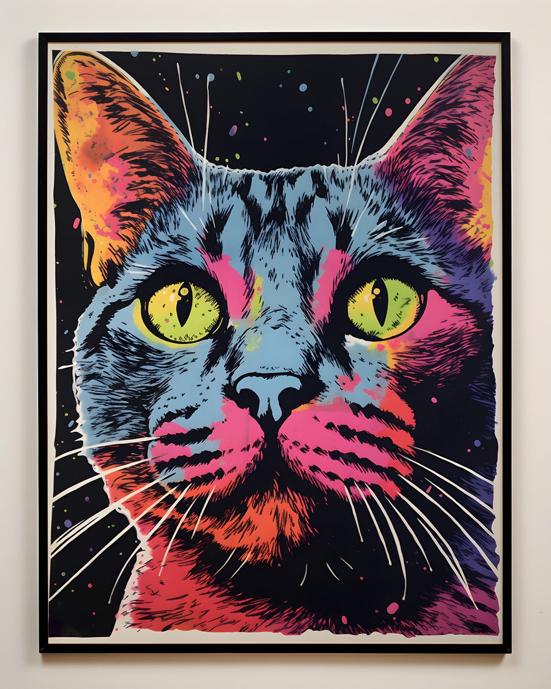Colorful Cat Digital Silkscreen Modern Art Print, Downloadable ...