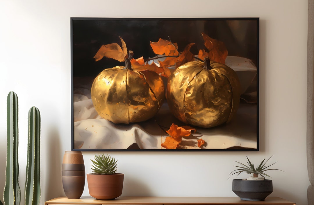 Golden Objects Still Life Oil Painting, Downloadable Modern Still Life ...