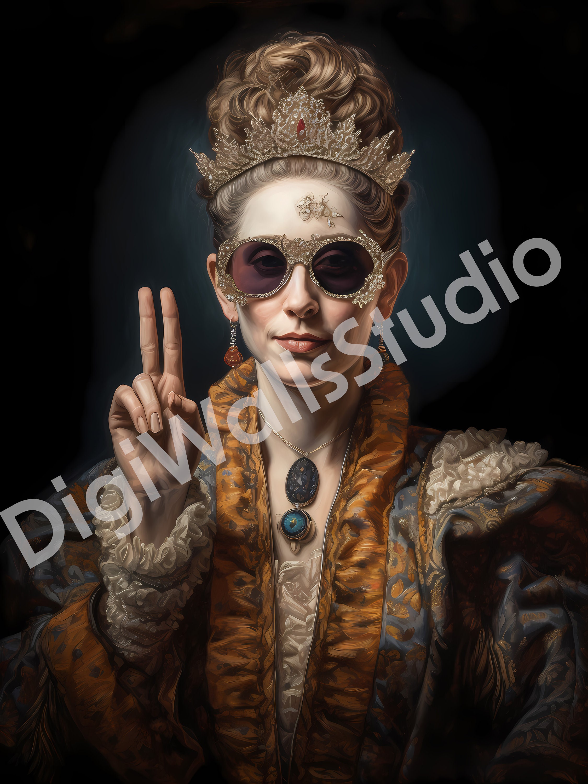 Renaissance Peace Queen Oil Painting, Eclectic Art, Alter Portrait ...