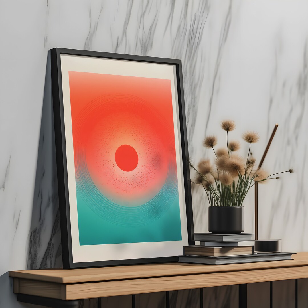 Radial Gradient Sun Risograph Modern Art Print, Downloadable Minimalist ...