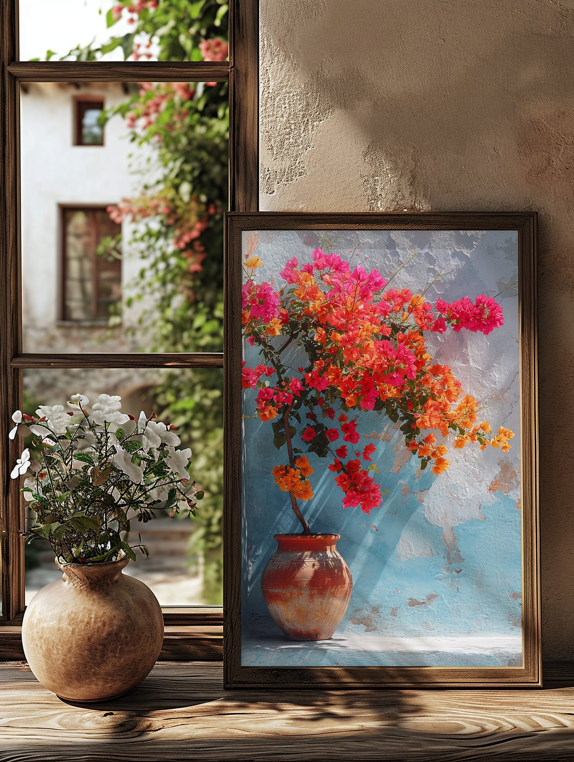 Pink Bougainvillea Floral Printable Wall Art Italy Floral Art Pink Flower Digital Print