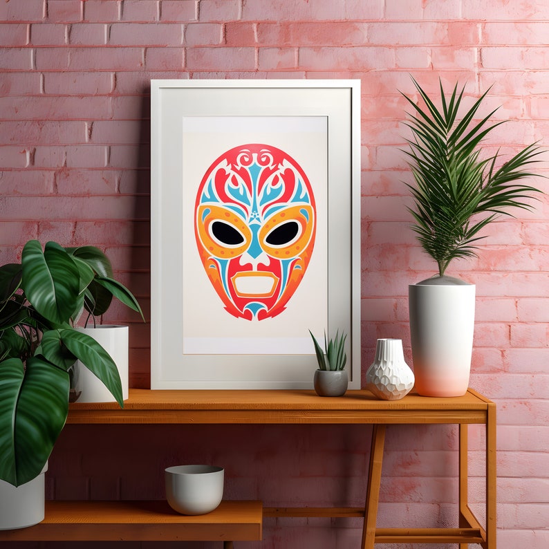 Lucha Libre Mask Poster, Wrestling Art, Lucha Libre Digital Download ...