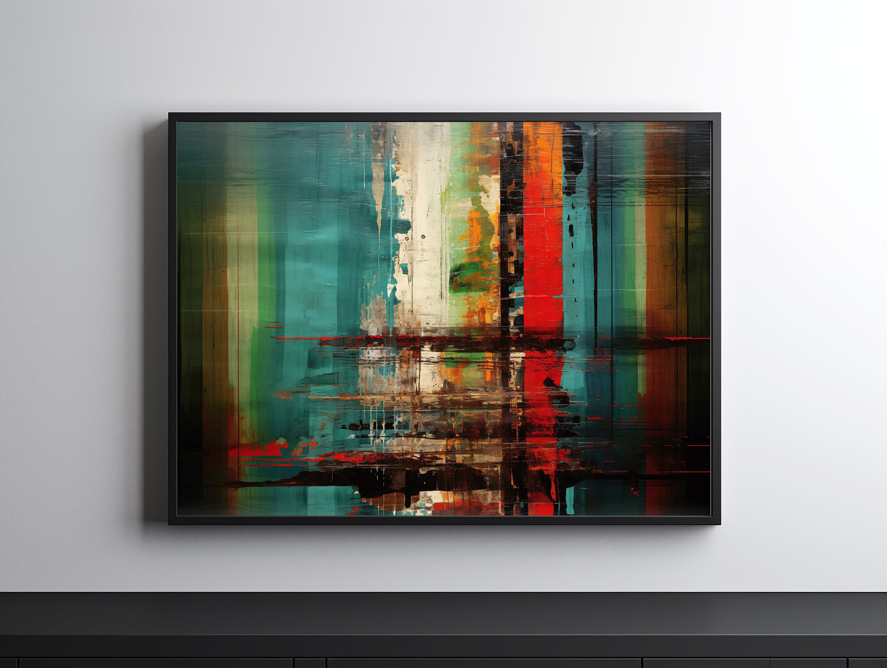 Dark Rainbow Glitch Art Print, TV Glitch Digital Painting, Abstract ...