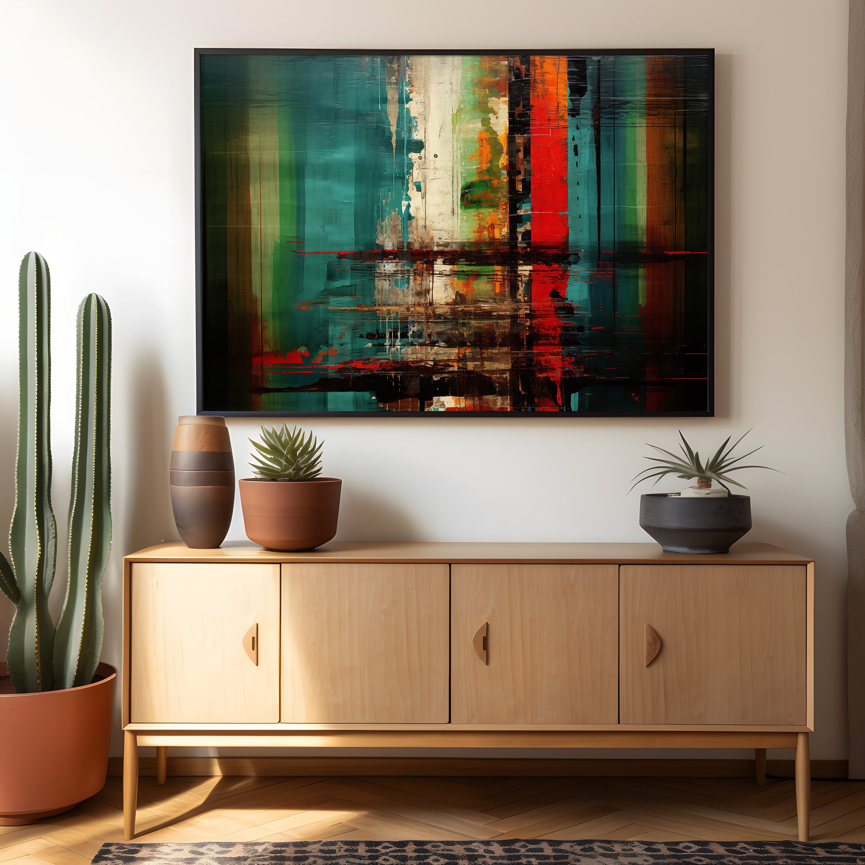 Dark Rainbow Glitch Art Print, TV Glitch Digital Painting, Abstract ...