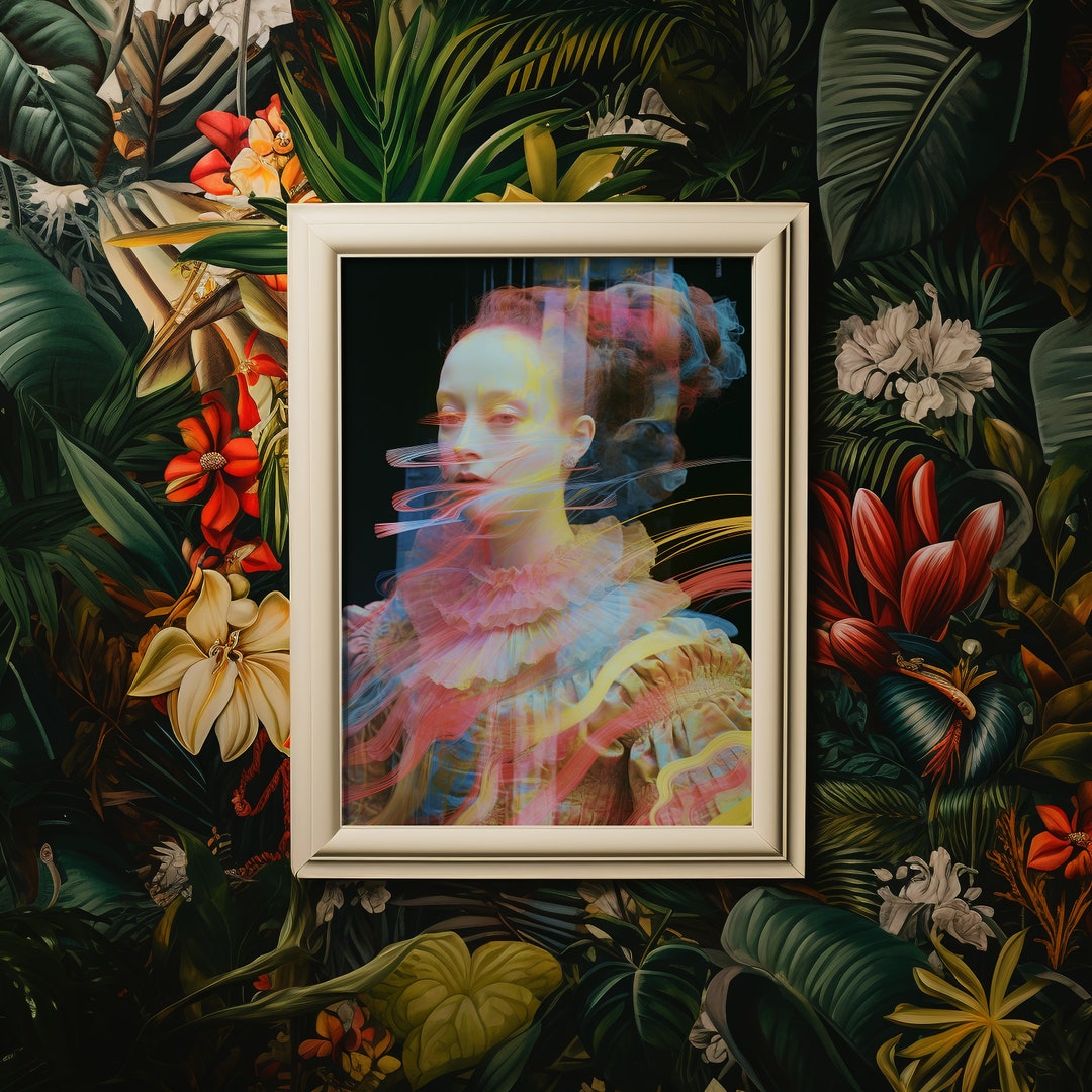 Baroque Glitch Queen Dramatic Female Portrait Art, Altered Art, Vintage ...