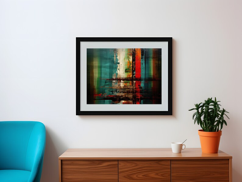 Dark Rainbow Glitch Art Print, TV Glitch Digital Painting, Abstract ...