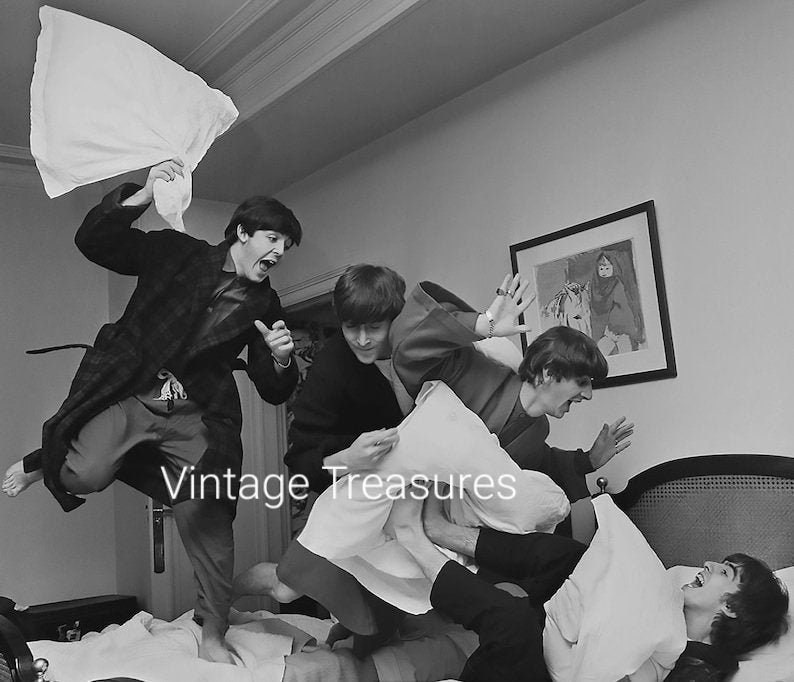The Beatles Having a Pillow Fight - Etsy