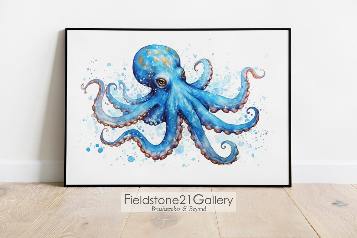 Octopus Watercolor: Octopus, Ocean Nursery,beach Wall Art, Coastal Wall ...