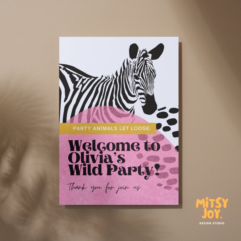 Editable Zebra-themed Birthday Party Welcome Sign - Etsy