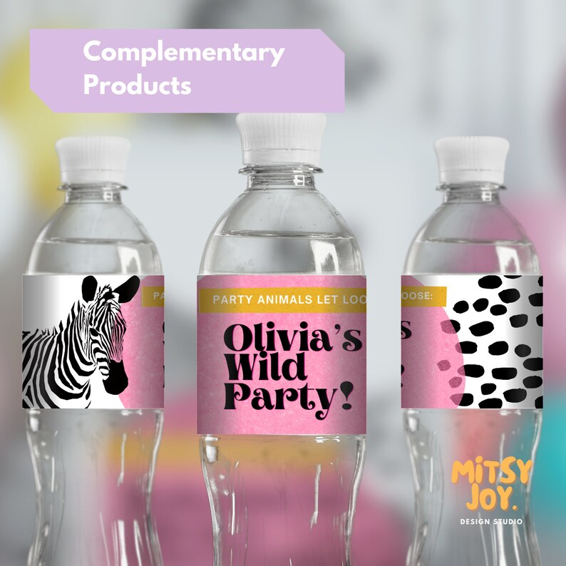 Editable Wild Birthday Party Water Label Template, Zebra Print Water ...