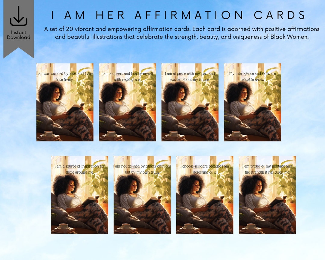 I Am Her - Digital Affirmation Cards for Black Women, Black Woman ...