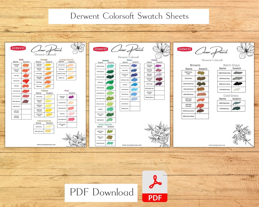 Derwent Colorsoft 72 Color Swatch Chart Colour Swatch Template Colour ...