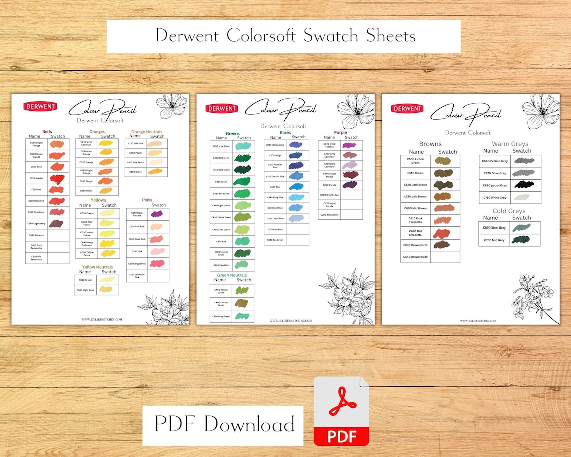 Derwent Colorsoft 72 Color Swatch Chart Colour Swatch Template Colour ...