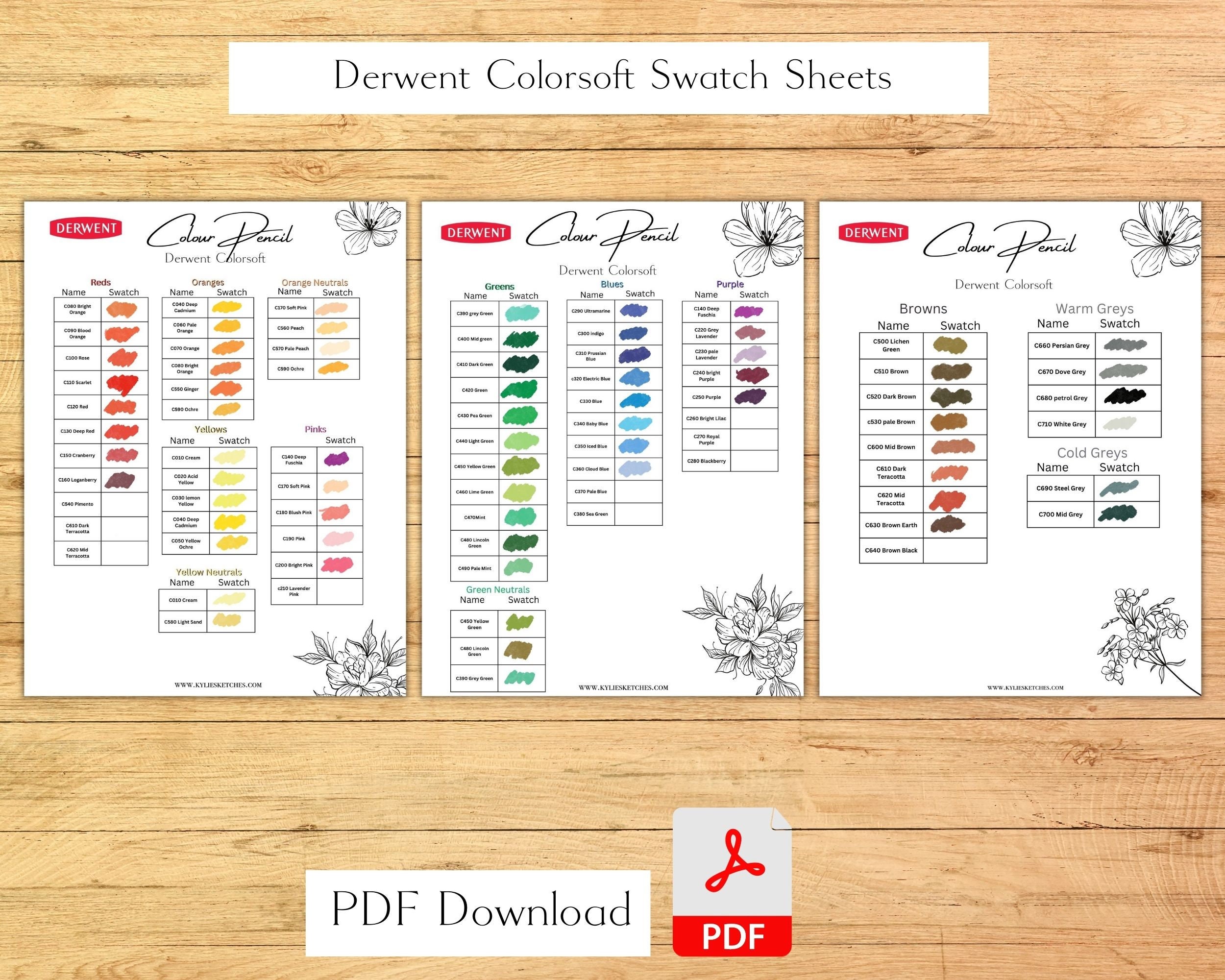 Derwent Colorsoft 72 Color Swatch Chart Colour Swatch Template Colour ...