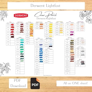Derwent Lightfast Colour Pencil Swatch Single Sheet Color Swatch Chart ...