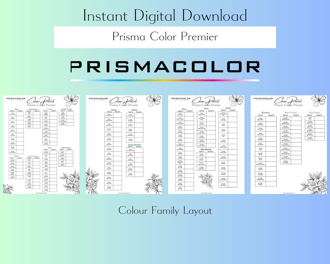 Prisma Colour Premier Colour Pencil Swatch Sheets Color Swatch Chart ...