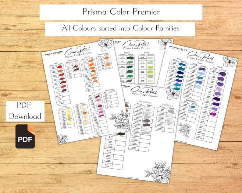 Prisma Colour Premier Colour Pencil Swatch Sheets Color Swatch Chart ...