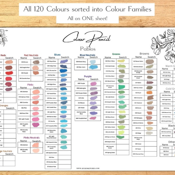Pablo Pencil Color Chart - Etsy